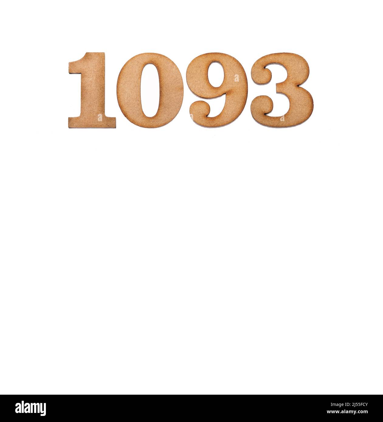 Number 1093 in wood, isolated on white background Stock Photo - Alamy