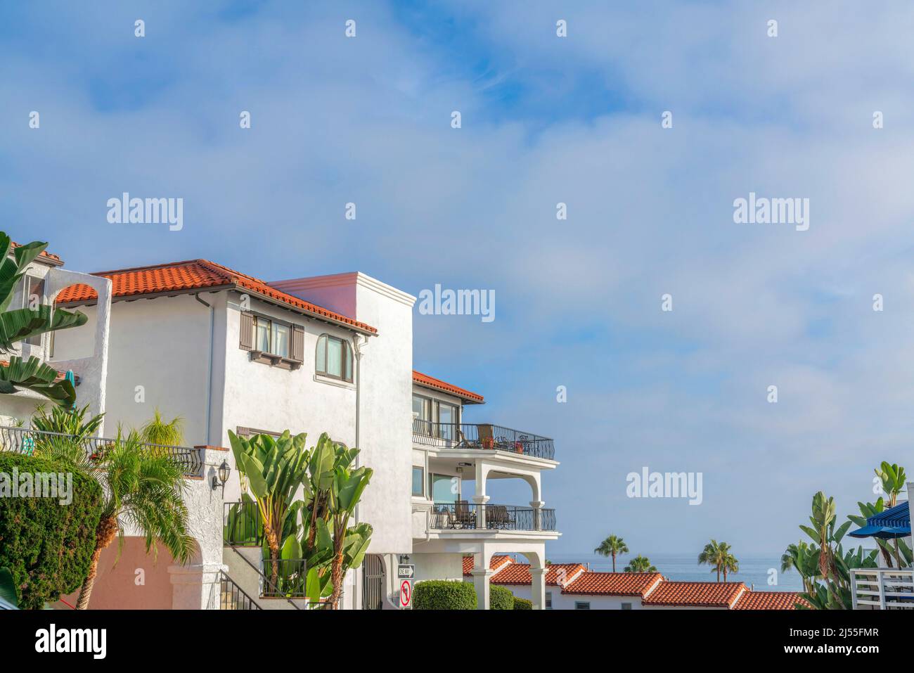 Residential buildings at San Clemente, California with clay tiles roofs ...
