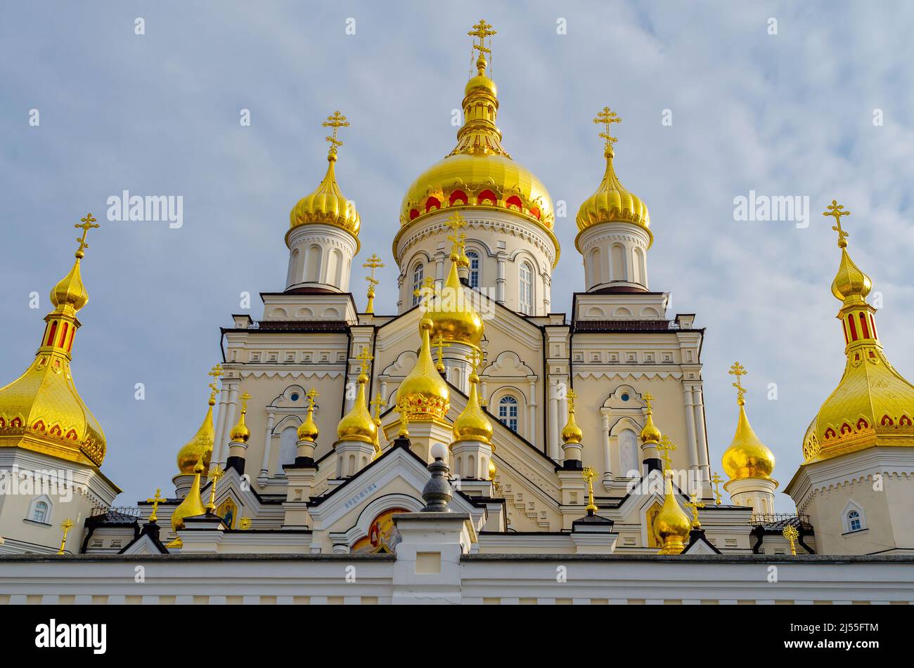 Golden domes with crosses of Orthodox Christian religious building ...