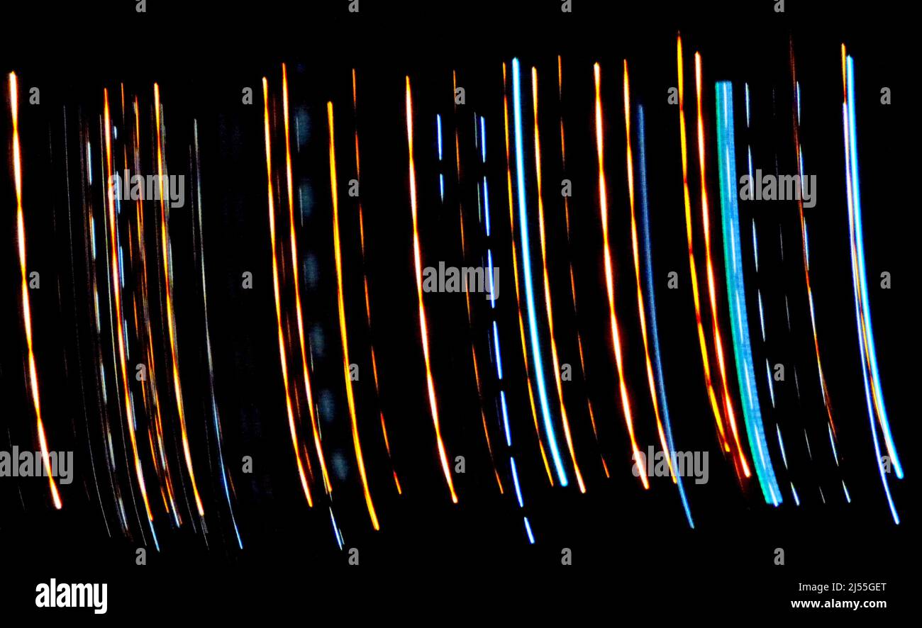 Colorful light trails with motion effect. Abstract background. Shows ...