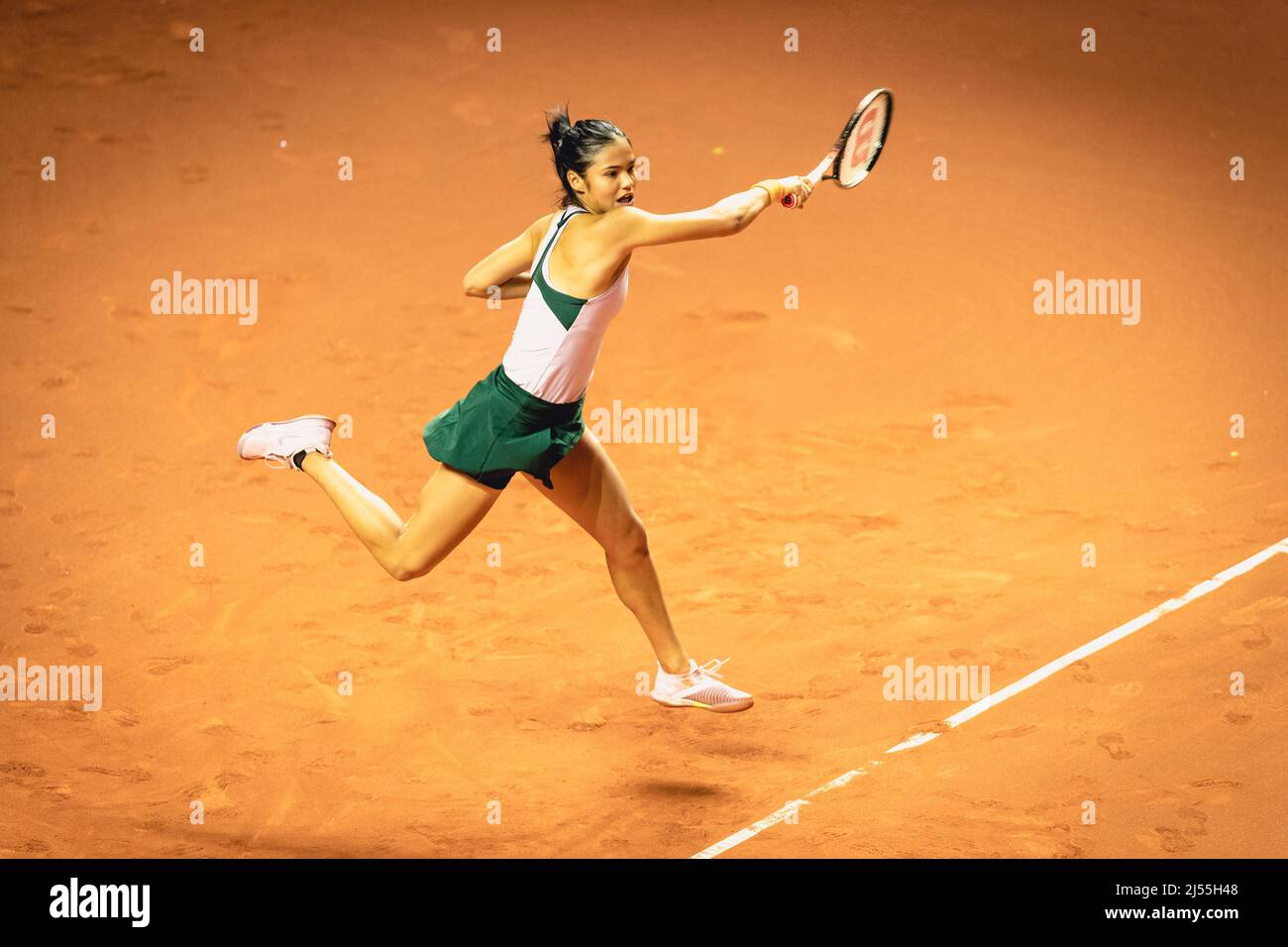 Stuttgart, Germany. 20th Apr, 2022. Emma Raducanu of Great Britain in action during her 1st ...