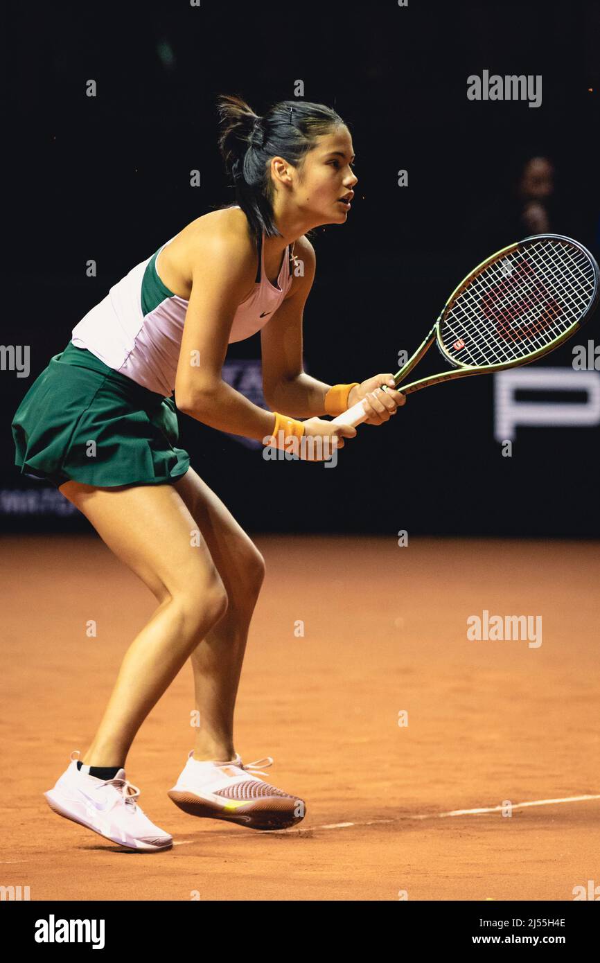 Stuttgart, Germany. 20th Apr, 2022. Emma Raducanu of Great Britain in action during her 1st ...