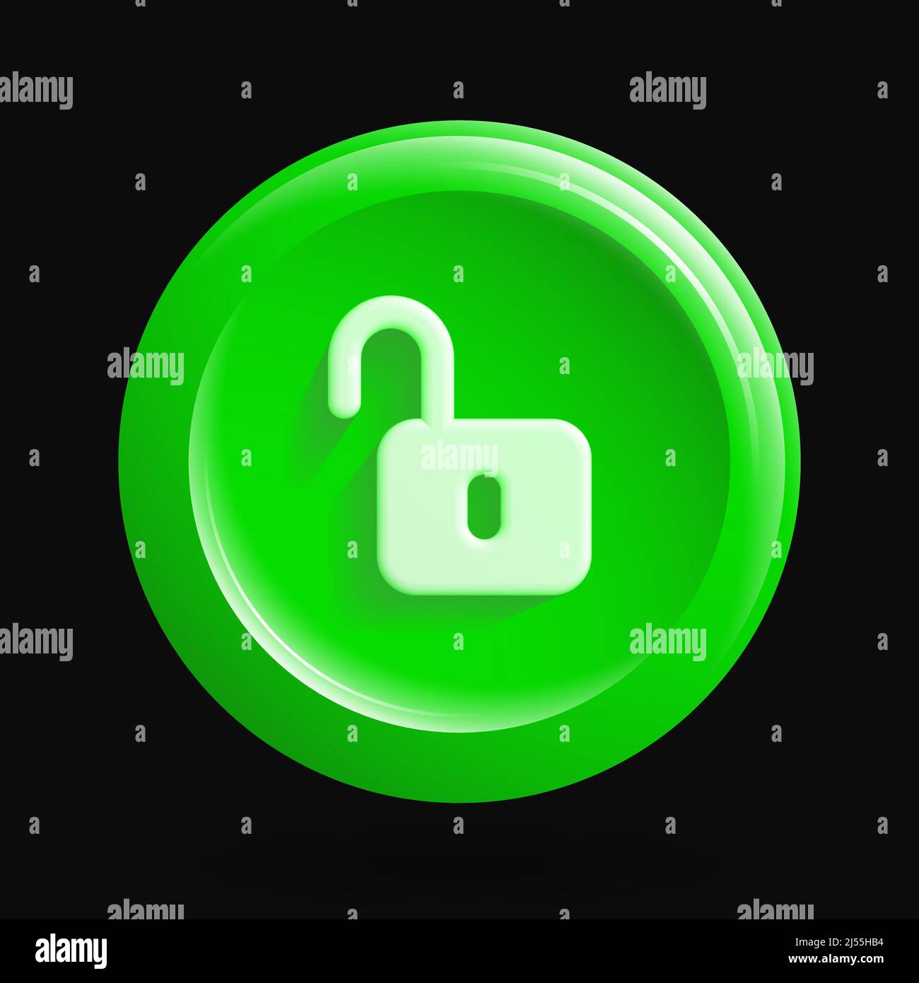 Green Open Locker Icon. Security Unlocked Isolated Design Element ...