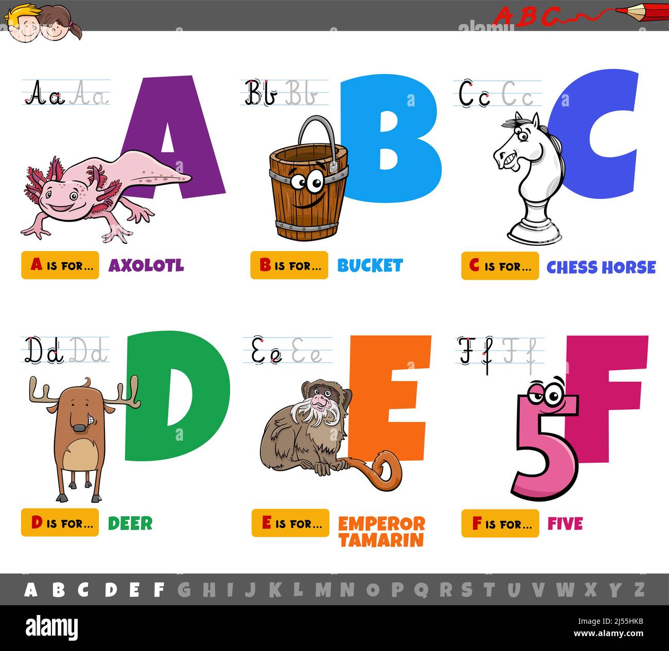 Cartoon illustration of capital letters from alphabet educational set ...