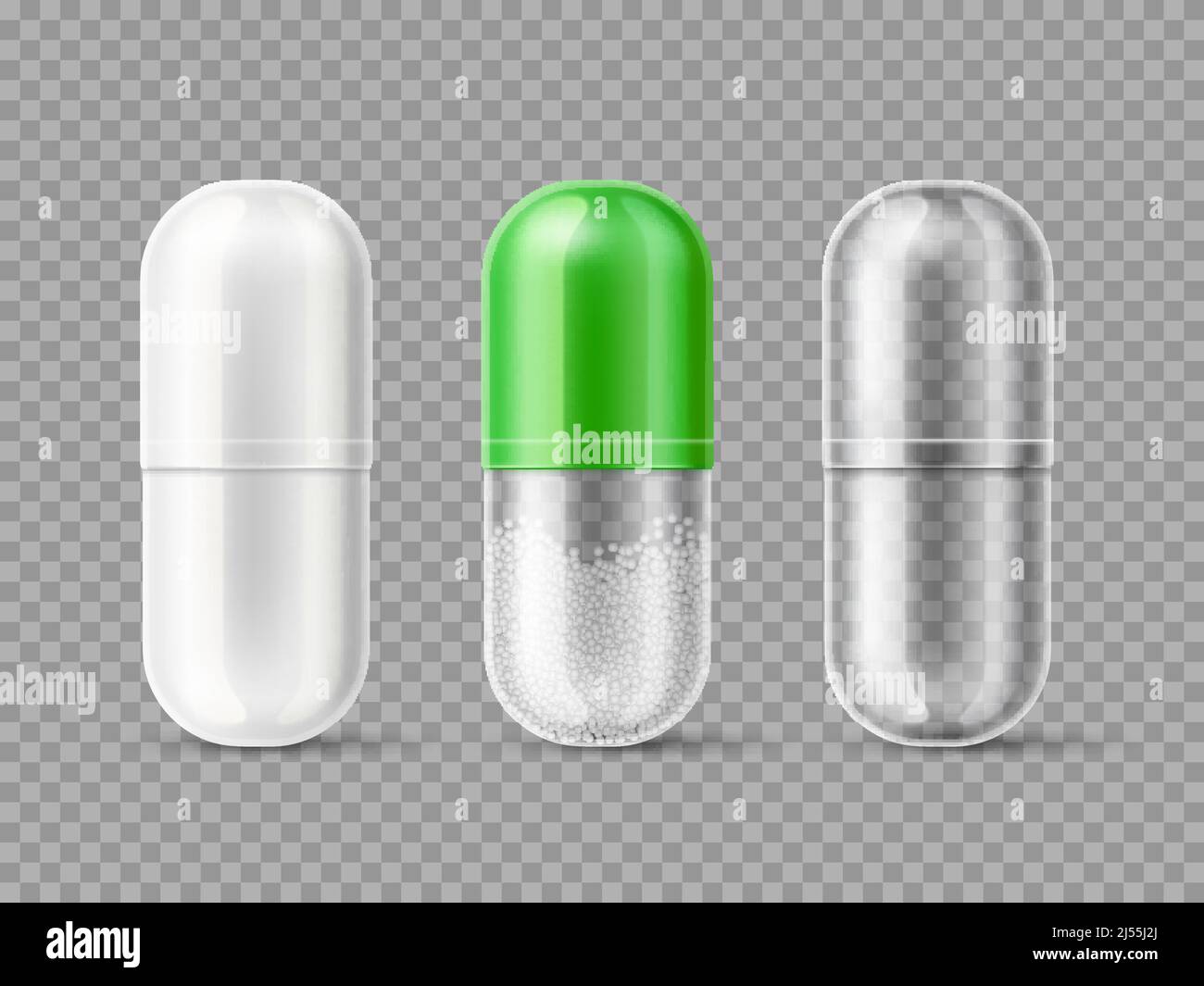 Realistic medical capsules. 3D individual medicine dose packaging ...