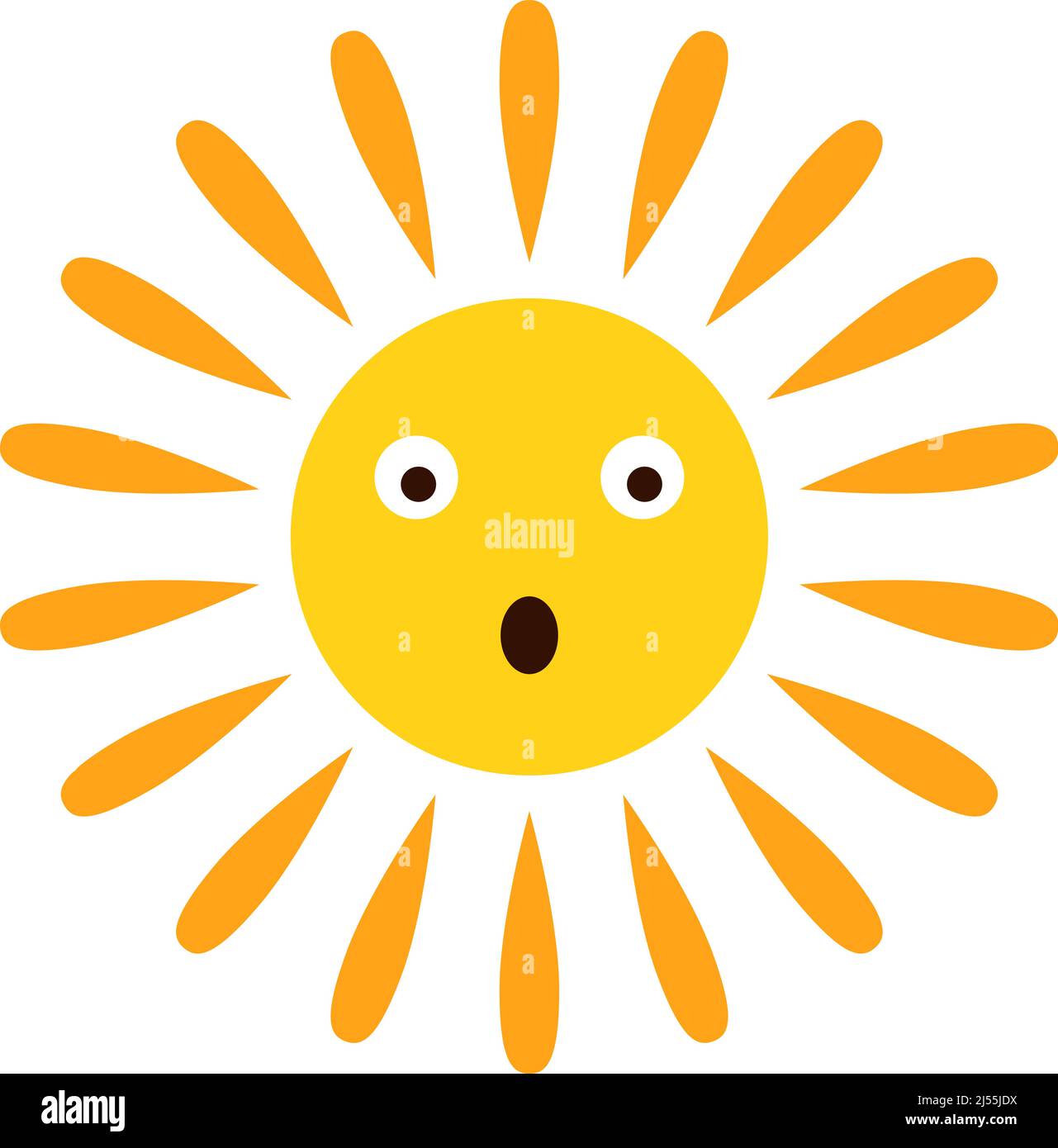 Shocked sun. Cute character with surprising face expression Stock ...