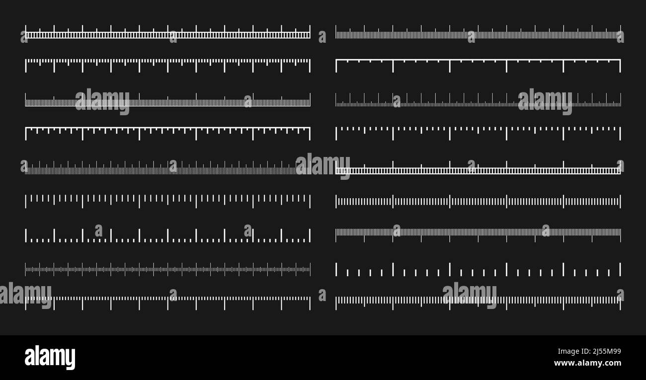 Various measurement scales with divisions. Realistic white scale for ...