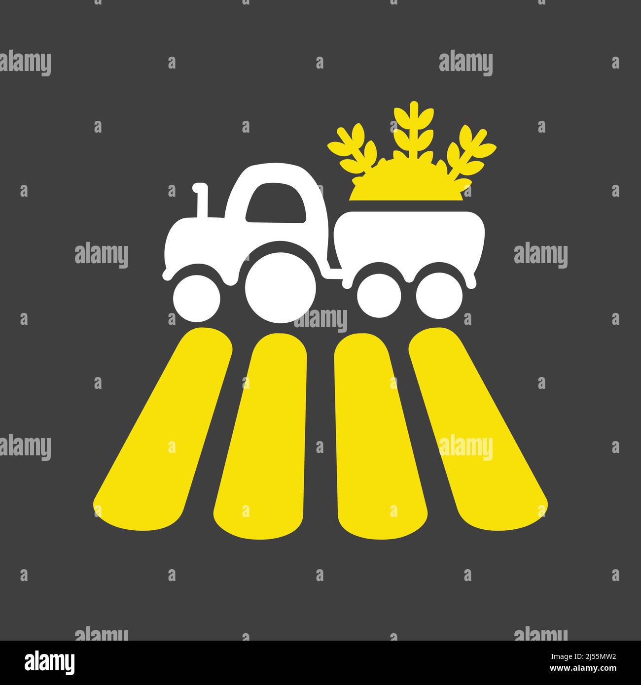 Tractor on field flat glyph icon. Agriculture sign. Graph symbol for ...