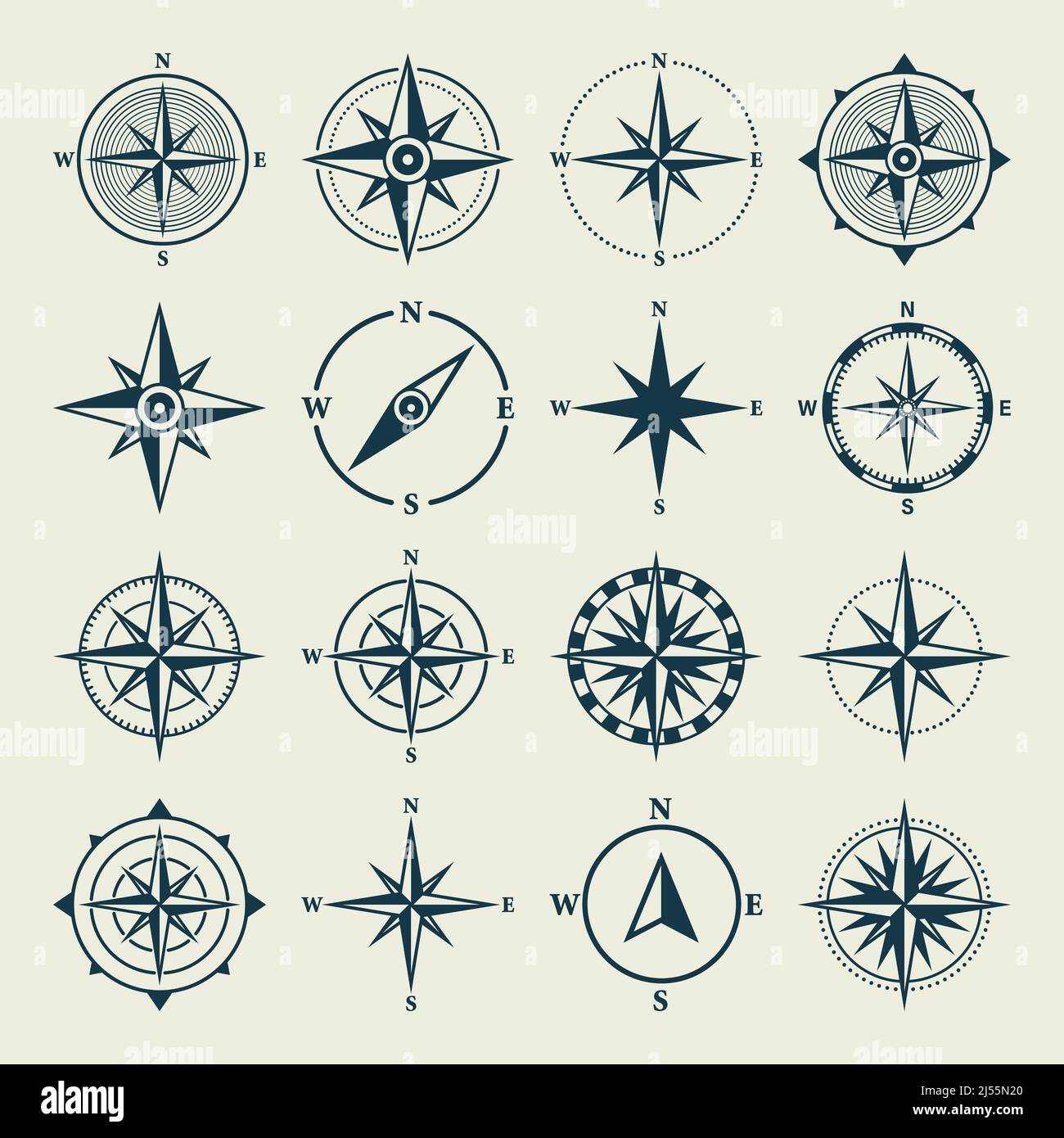 Vintage marine wind rose, nautical chart. Monochrome navigational ...