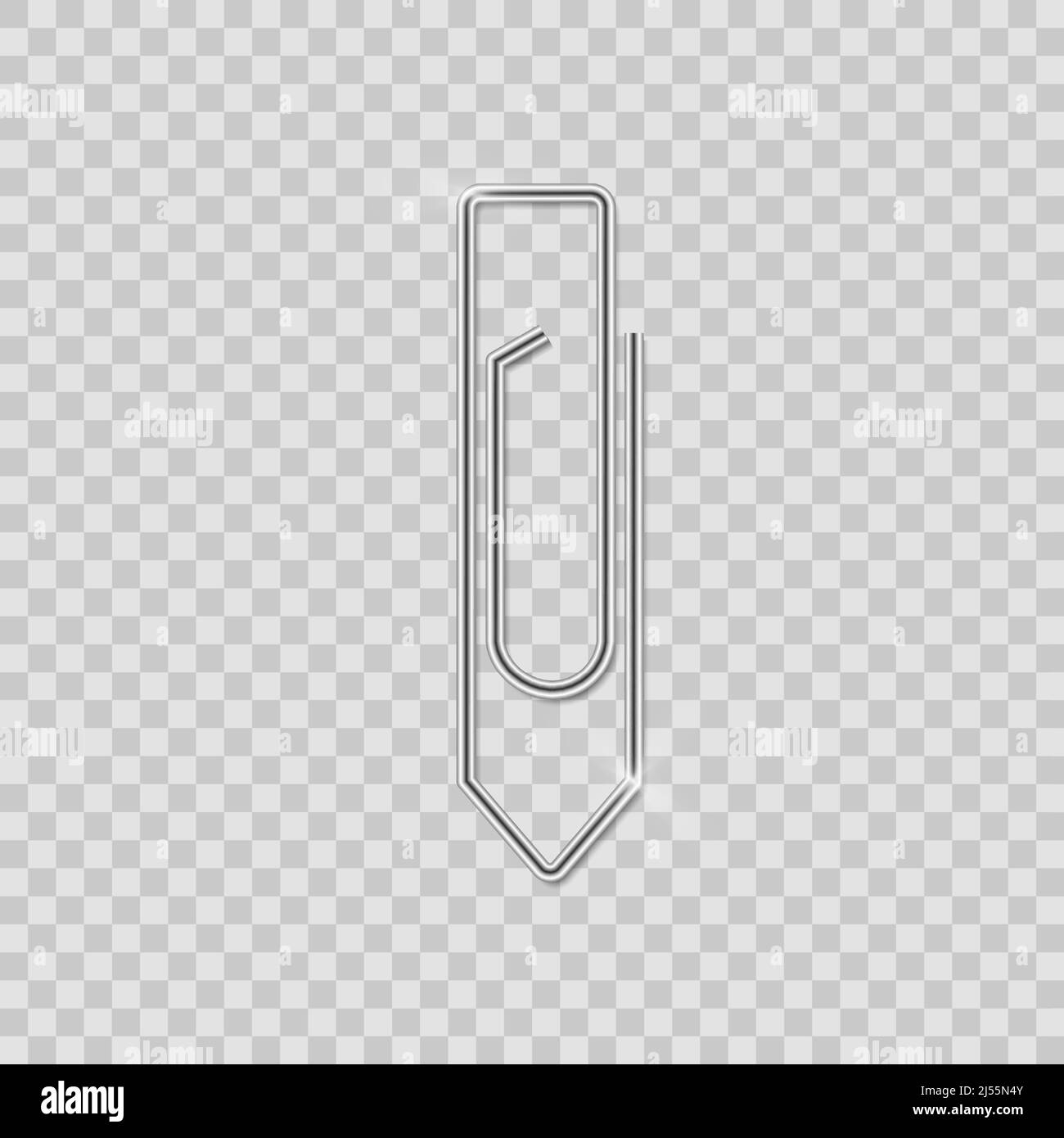 Clip set. Realistic paperclip attach. Office metal binder with shadow ...