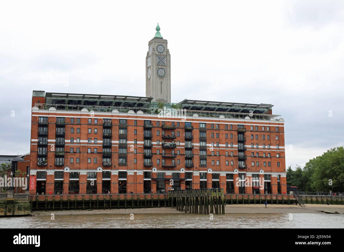 The Oxo Tower building on the south bank of the River Thames Stock ...