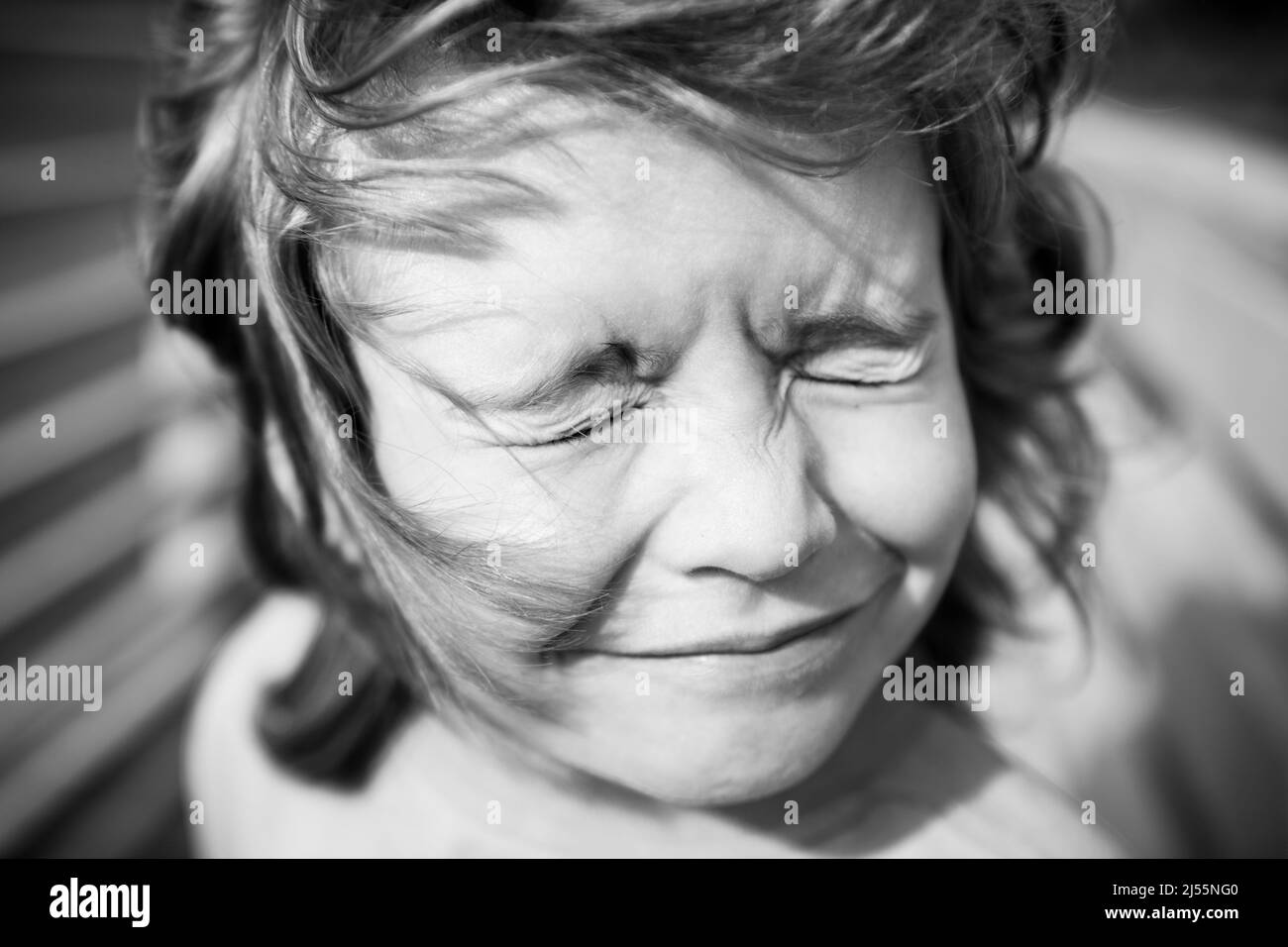 Portrait of little boy closed eyes. Children portrait Stock Photo - Alamy
