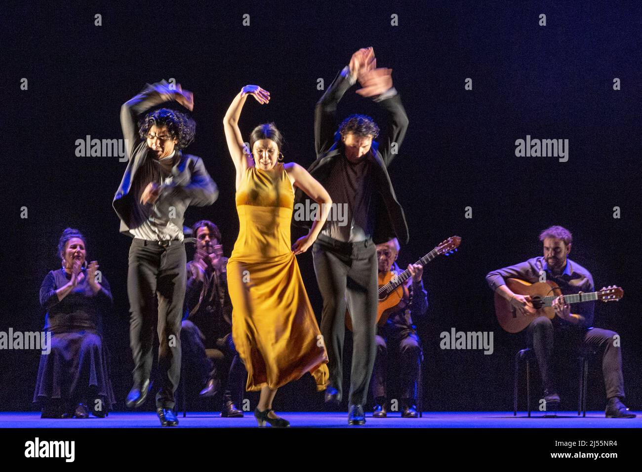 London, 20th April 2020. L-to-r: Gabriel Matias, Adriana Bilbao, Angel ...