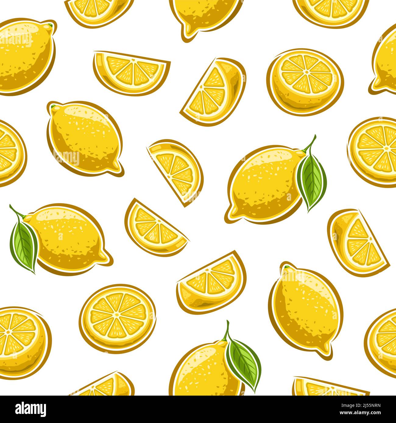 Vector Lemon Seamless Pattern, repeating background with set of cut out ...