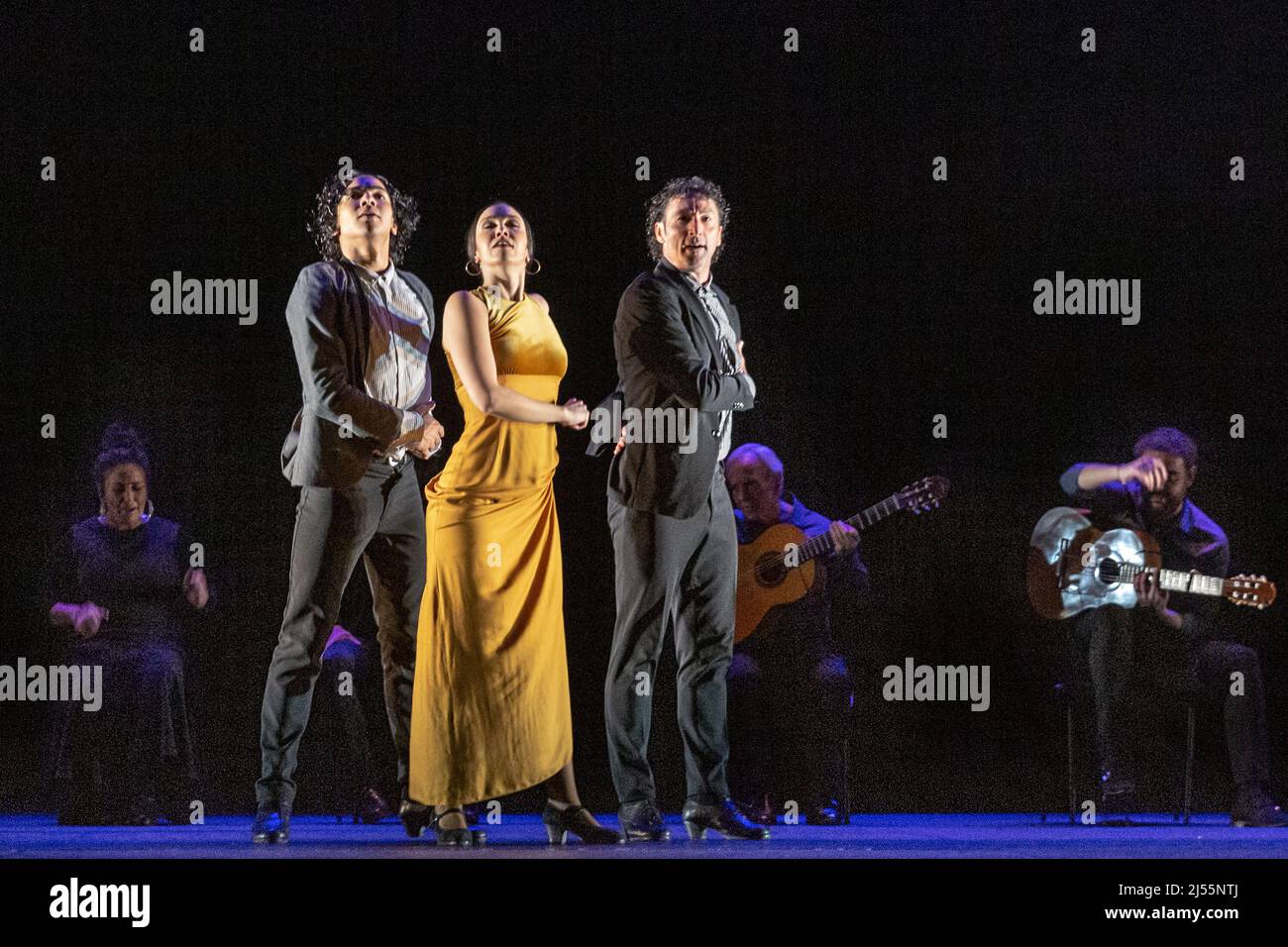 London, 20th April 2020. L-to-r: Gabriel Matias, Adriana Bilbao, Angel ...