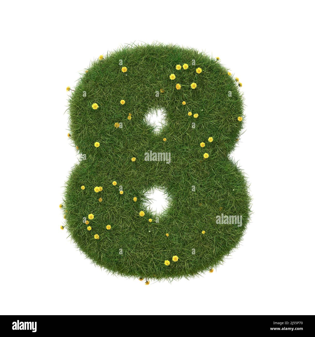 Realistic grass numbers isolated on white background. Collection. 3D ...