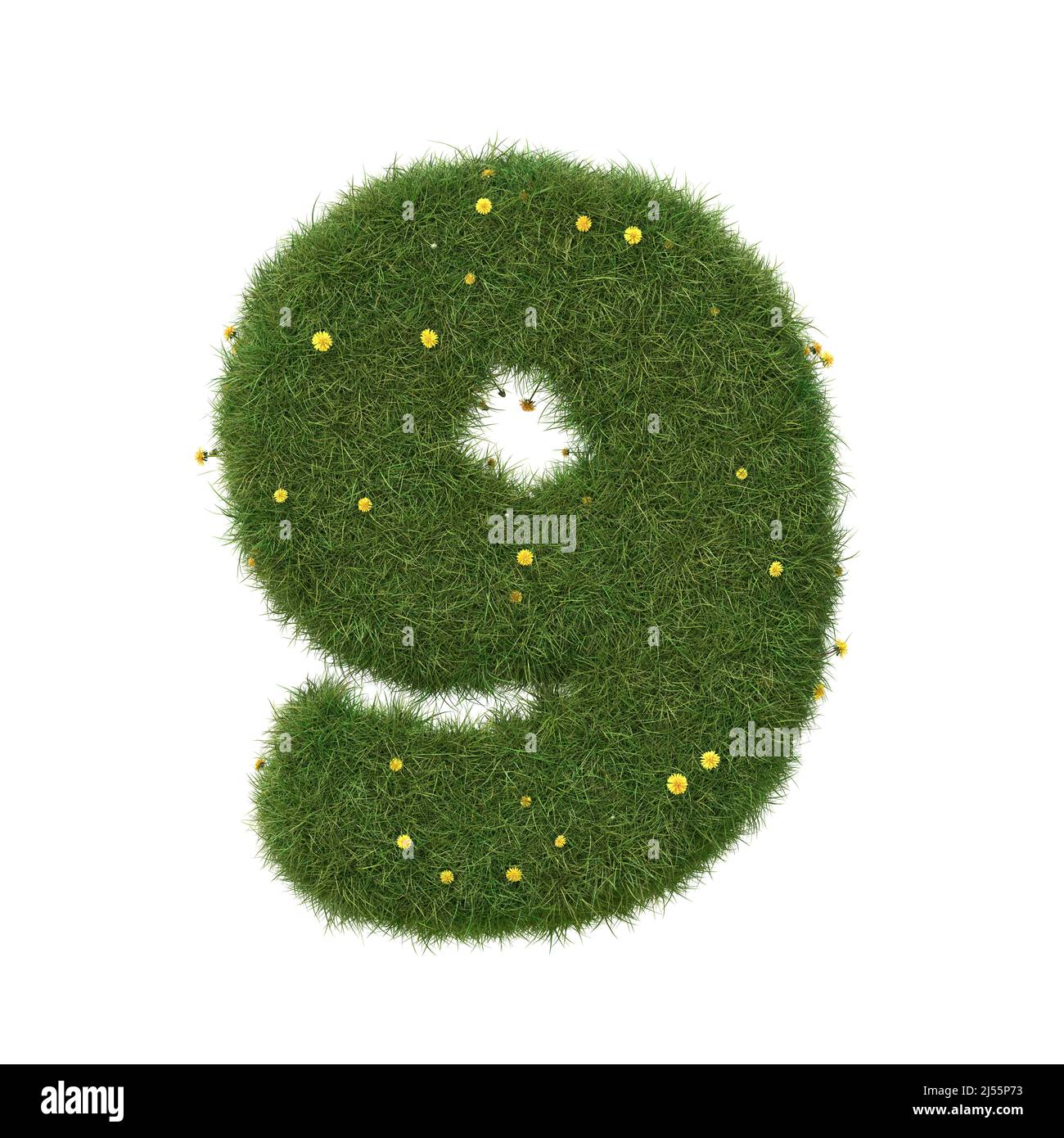 Realistic grass numbers isolated on white background. Collection. 3D ...