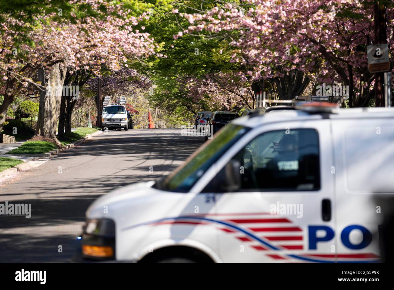 Washington, USA. 20th Apr, 2022. A police vehicle is seen near the ...