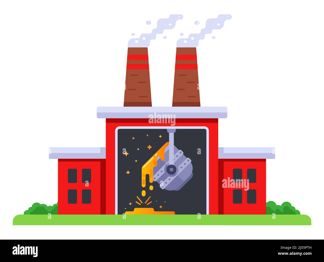 steel plant building where metal is cast. flat vector illustration ...