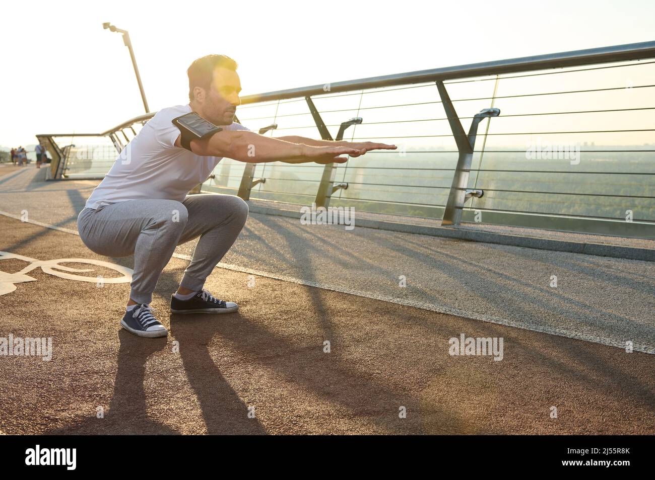 Middle-aged athlete, sportsman, muscular build European man is engaged ...