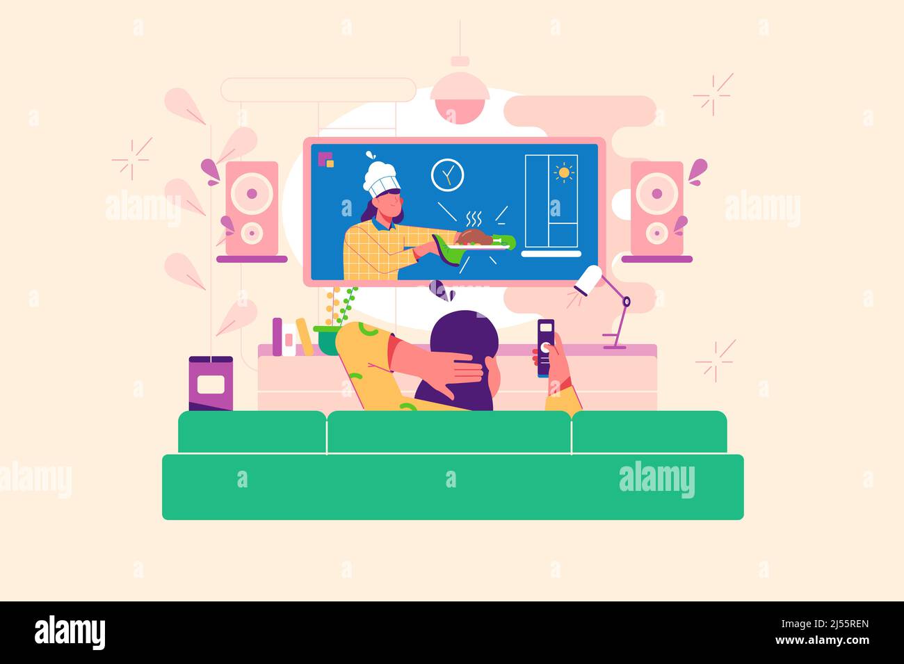 Woman watch film home Stock Vector Images - Alamy