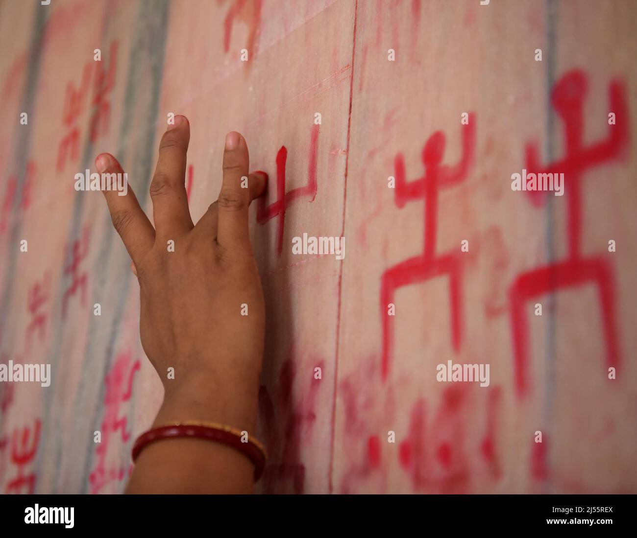 Female devotees share Sindur, red holy powder with each other at the ...