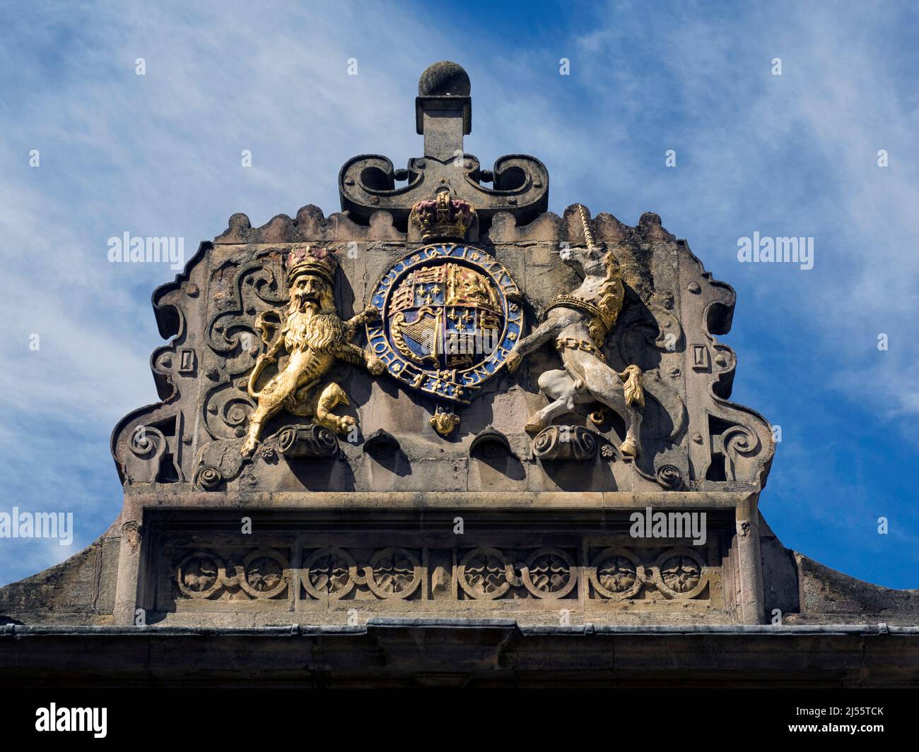 CAMBRIDGE, UK - August 11, 2017: Coat of Arms of the House of Stuart ...