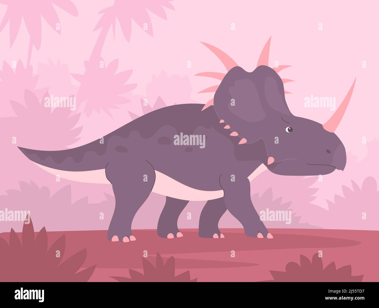 Styracosaurus with dangerous horns. Ancient lizard. Herbivore strong ...