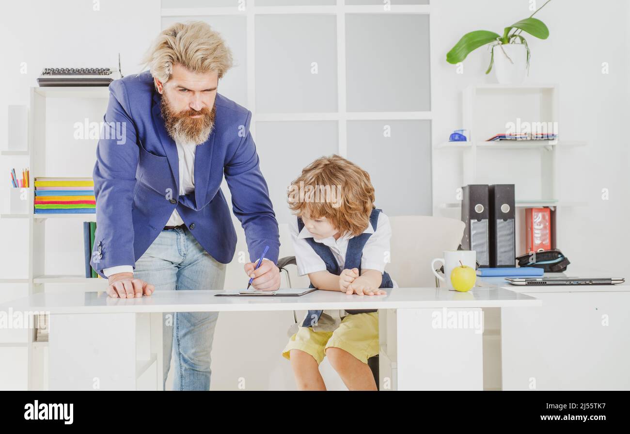 Family business. Father and son in office. Marketing team meeting ...