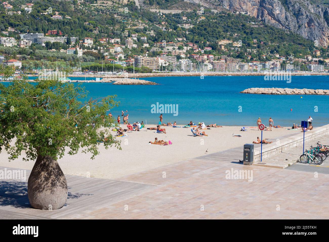 Menton, France, September 2021. Embankment of the city of Menton on the ...