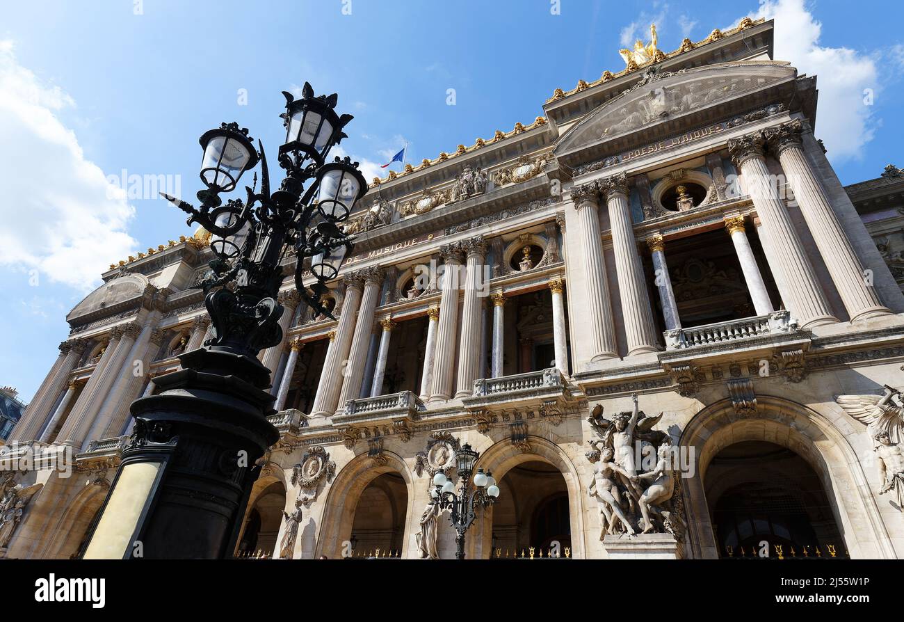 Front view of the Opera National de Paris. Grand Opera is famous neo ...