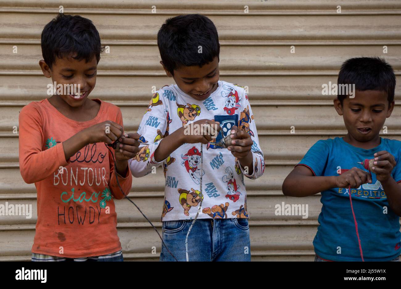 The kids are having fun with each other. Happy moments with lots of ...