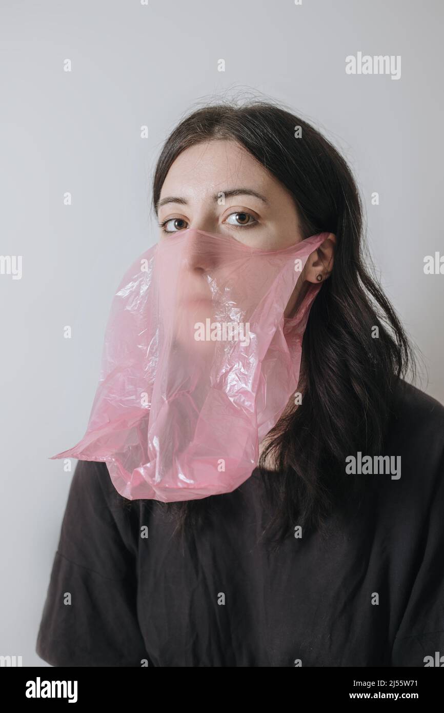 Pandemic self isolation. Defocused art portrait. Covid-19 anxiety ...