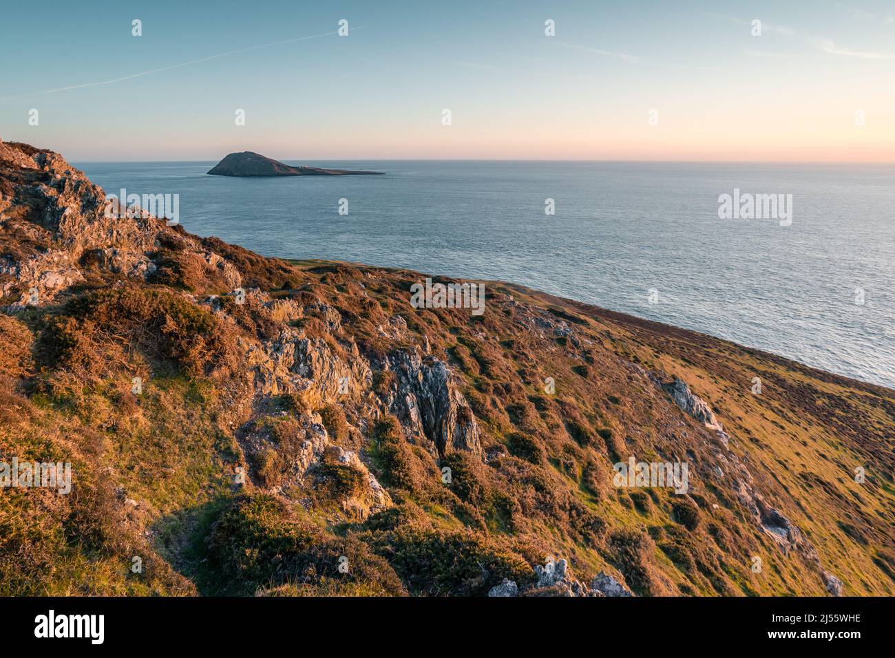 Ynys Enlli, Bardsey Island, from Mynydd Mawr, Uwchmynydd, Lleyn ...