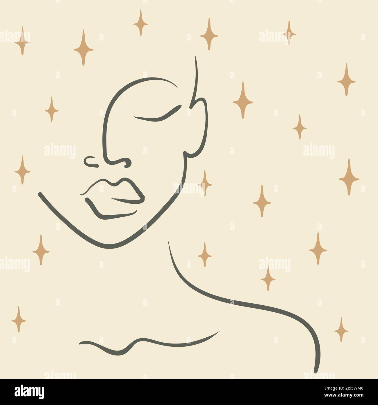 Continuous line drawing of woman face, lady Stock Vector Image & Art ...