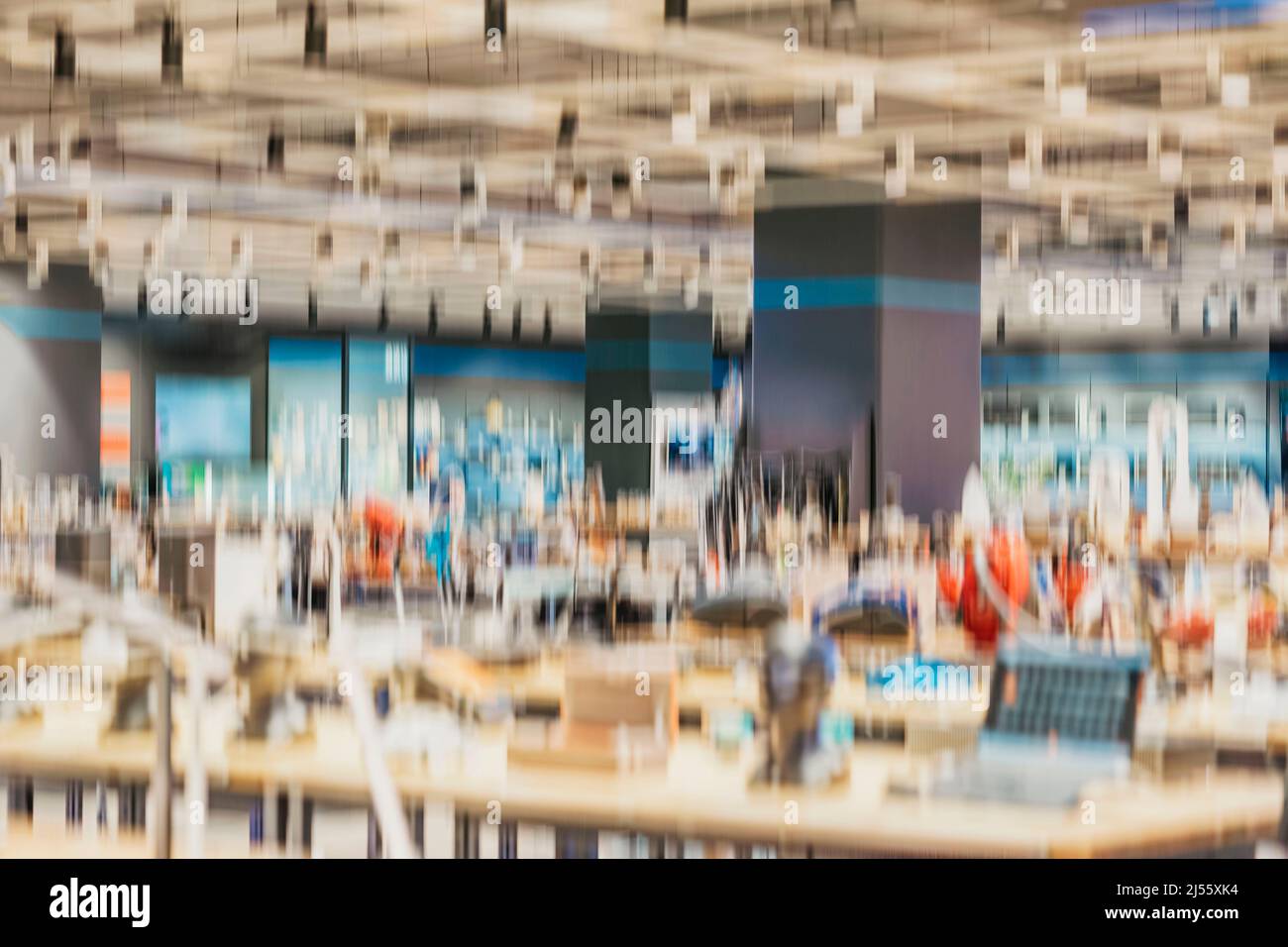 Electronic department store interior. Abstract blurred and defocused ...
