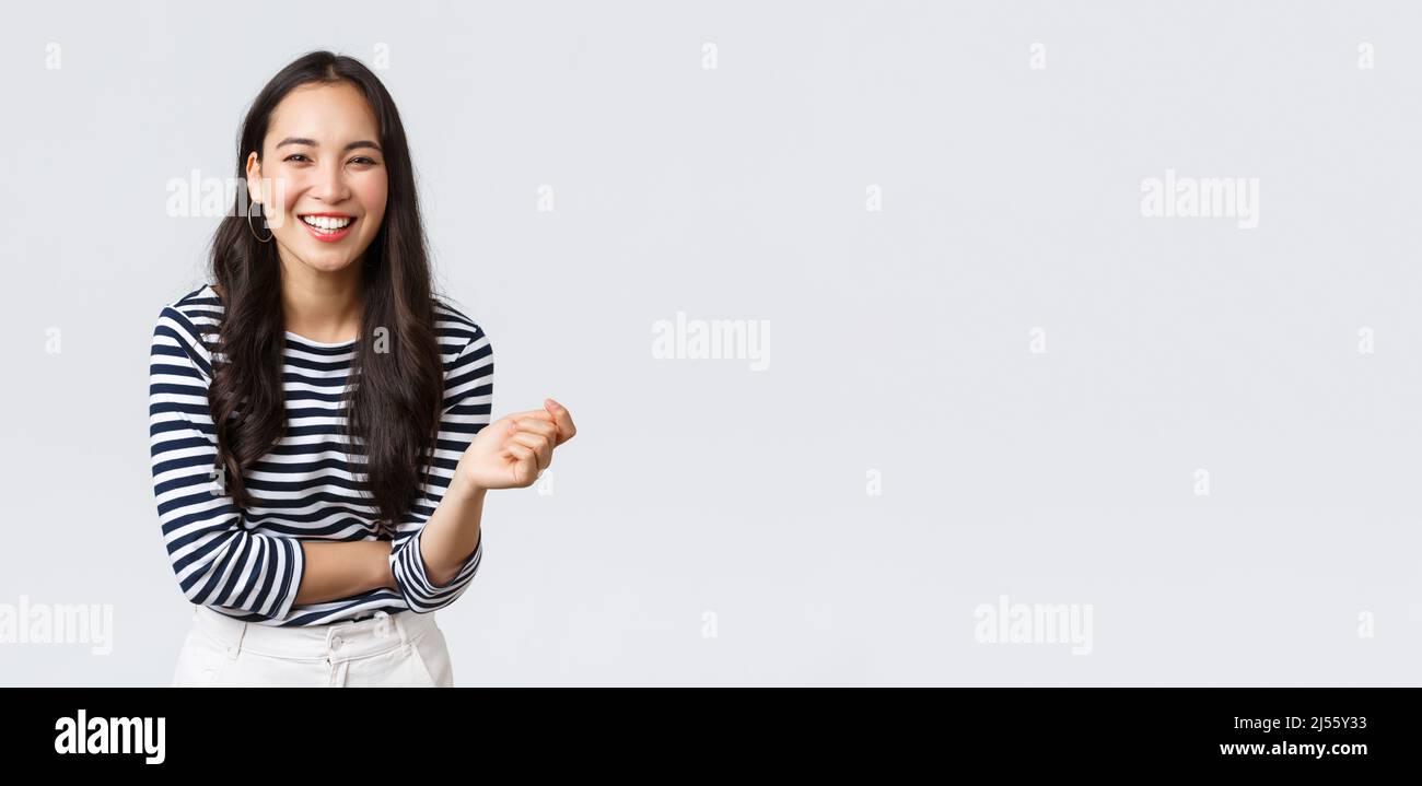 Lifestyle, people emotions and casual concept. Carefree happy outgoing ...