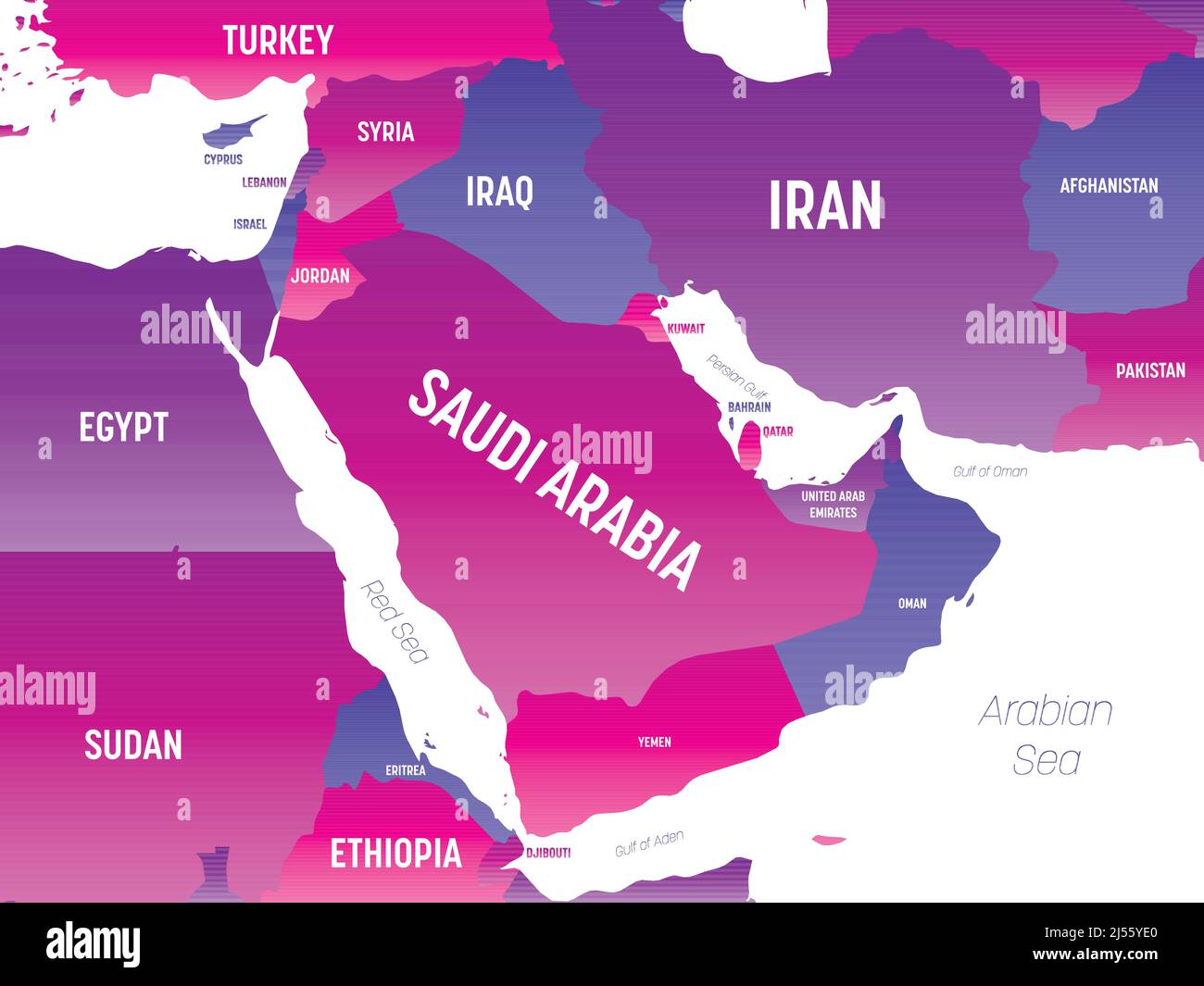 Middle East detailed political map with lables Stock Vector Image & Art ...