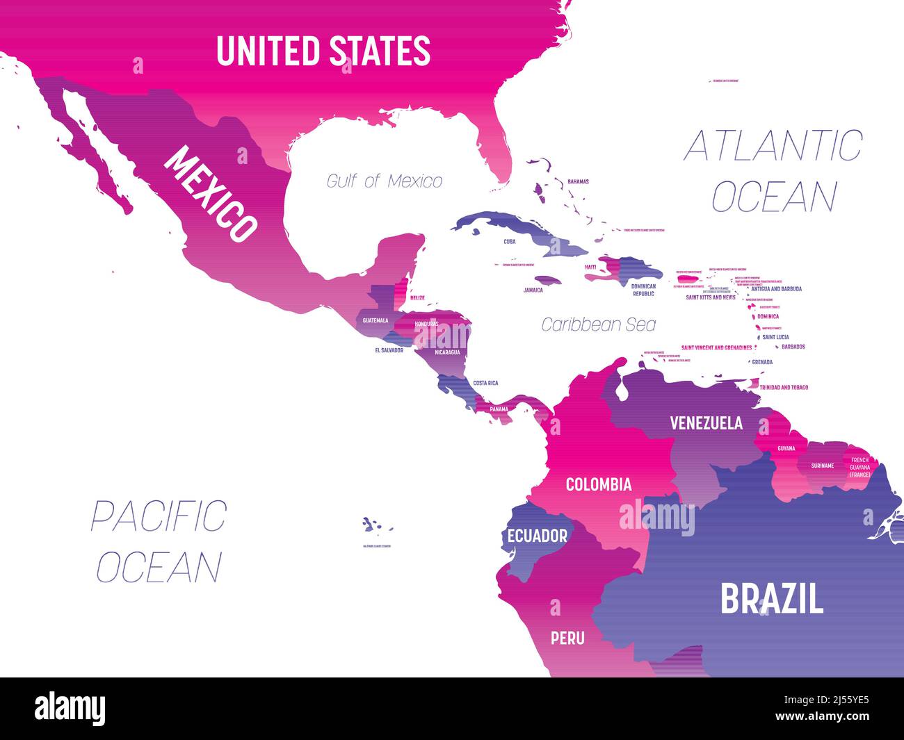 Central America detailed political map with lables Stock Vector Image ...