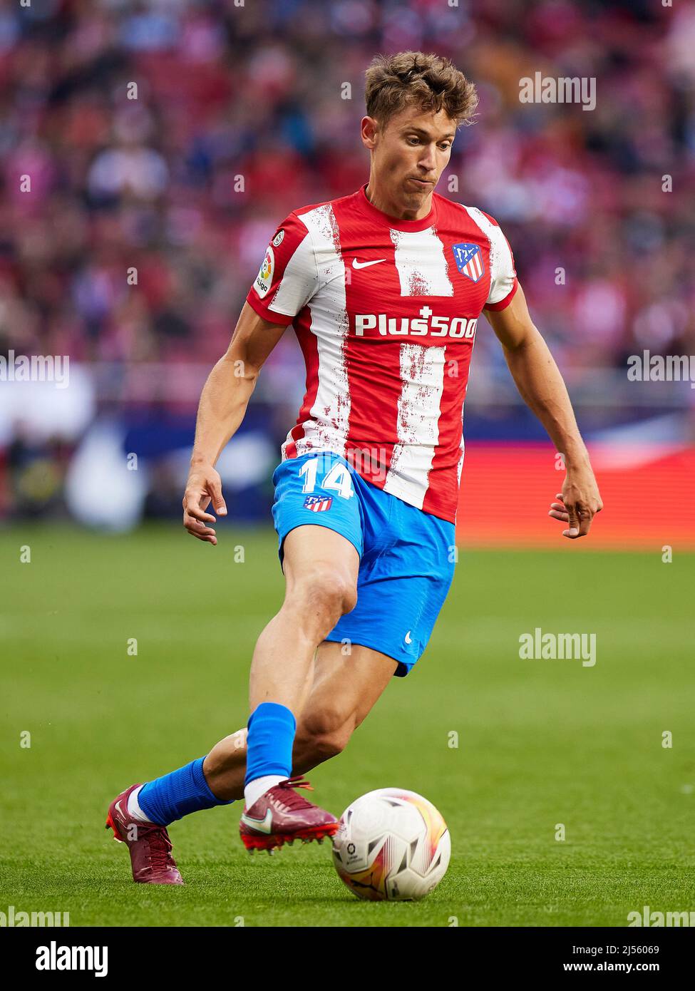 Madrid, Spain. April 20, 2022, Marcos Llorente of Atletico de Madrid ...