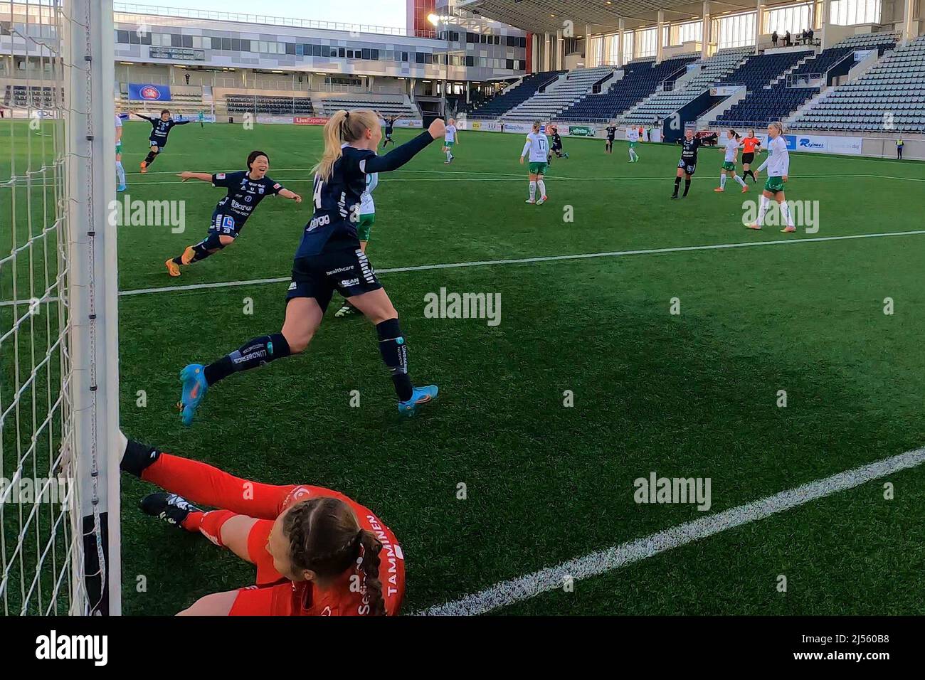 Linkoping, Sweden. 20th Apr, 2022. Amalie Vangsgaard (14 Linkoping) and ...