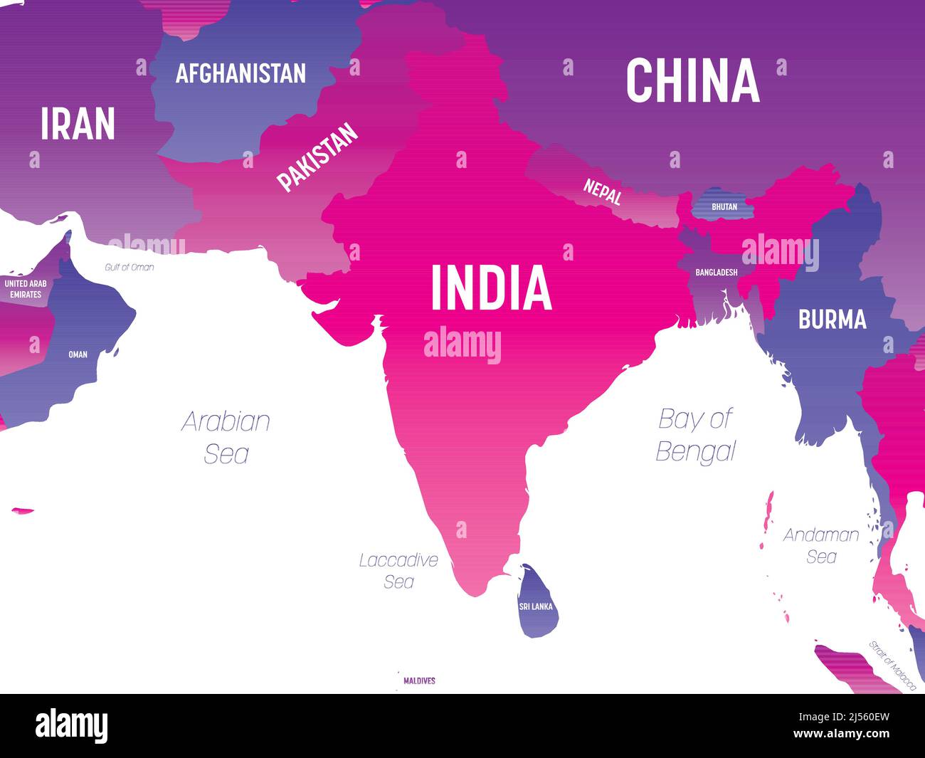 South Asia detailed political map with lables Stock Vector Image & Art ...