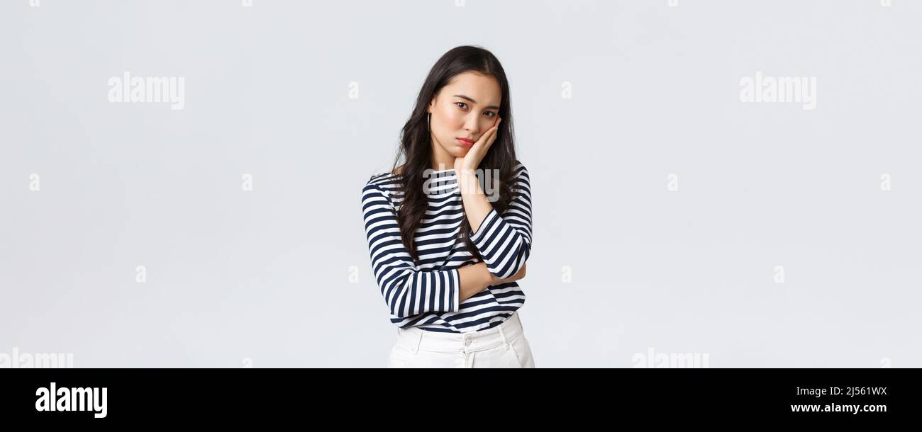 Lifestyle, beauty and fashion, people emotions concept. Annoyed and ...