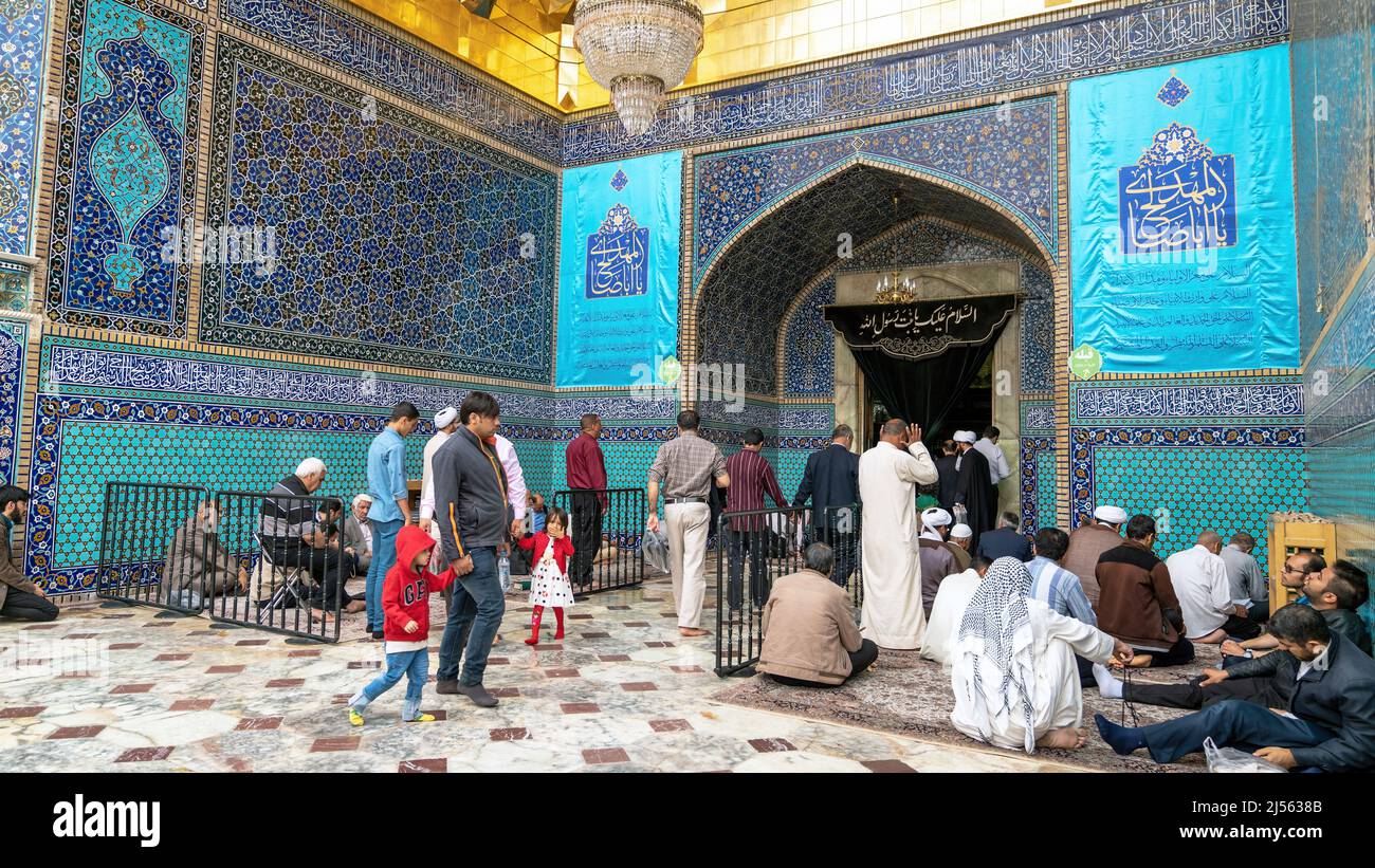 Shrine of Fatima Masumeh, Qom, Iran - May 2019: Iranian men praying ...