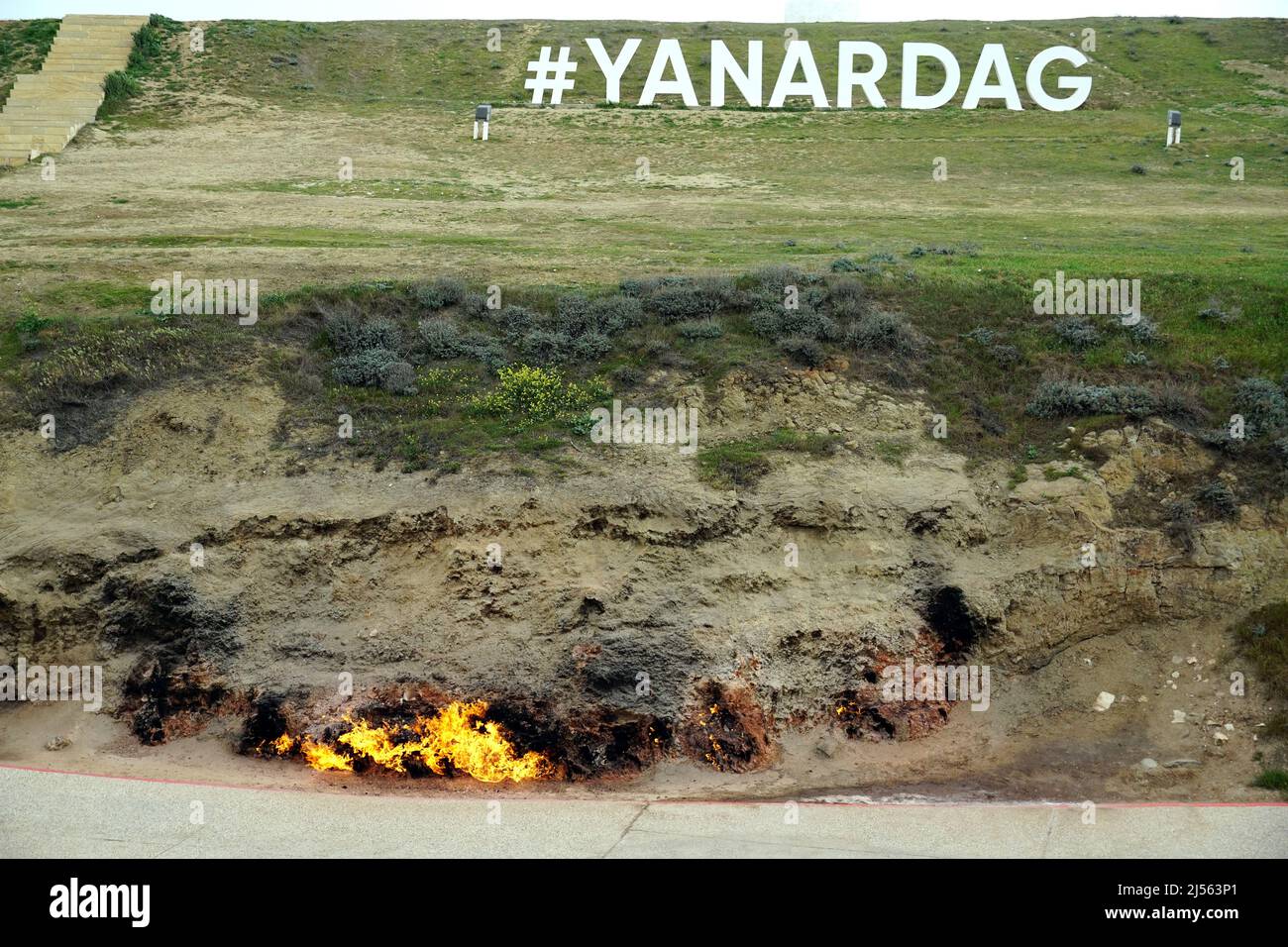 Yanar Dag (burning mountain, brennender Berg, égő hegy), Absheron ...