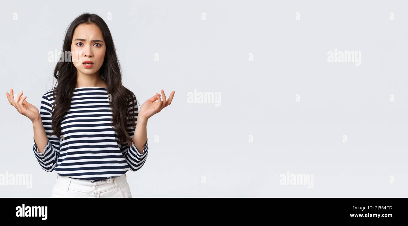 Lifestyle, people emotions and casual concept. Confused disappointed ...