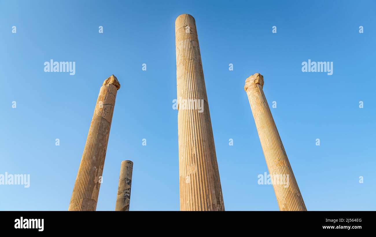 Persepolis, Iran - May 2019: Columns inside ruins of Persepolis, the ...