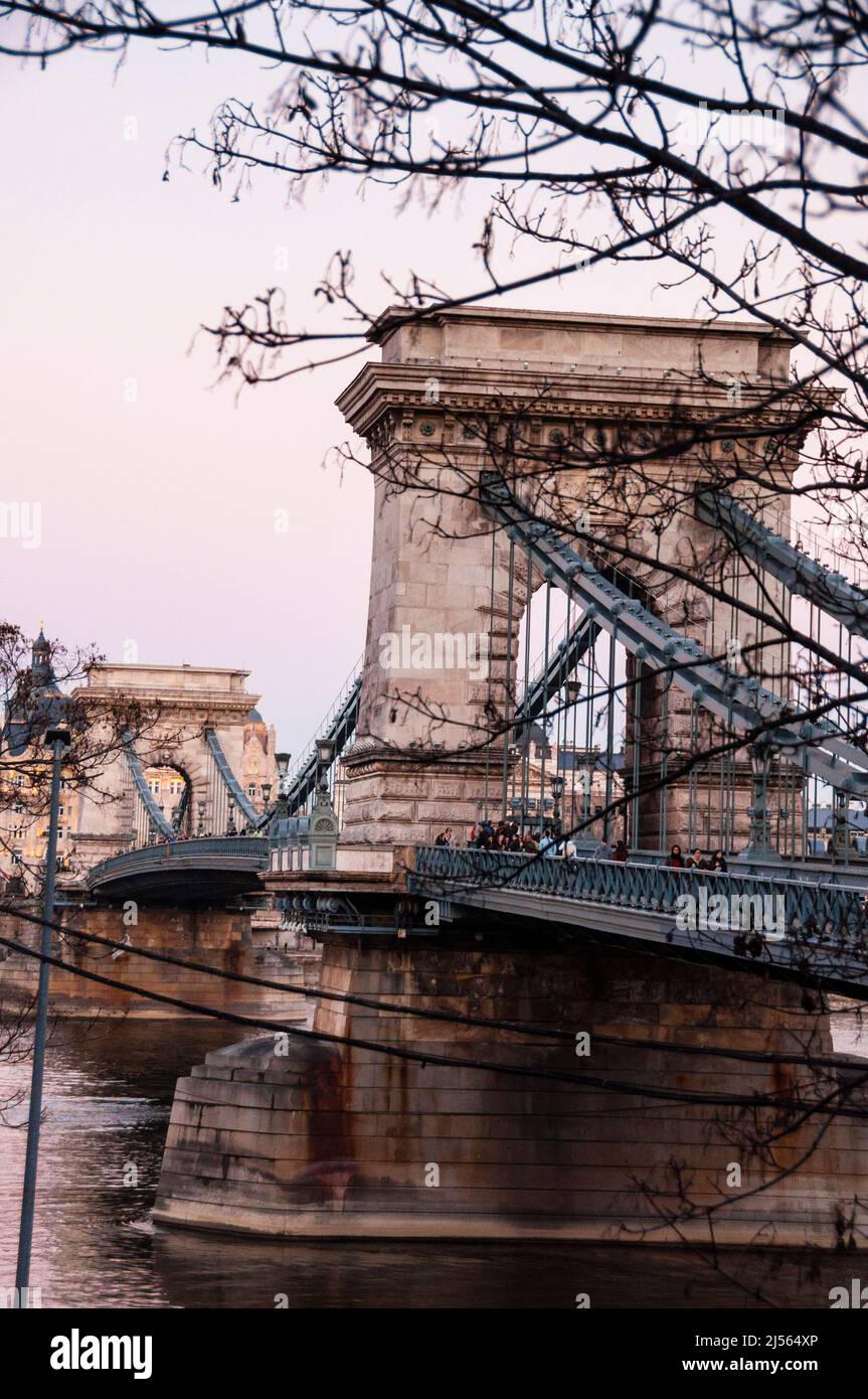 Cast iron Chain Bridge in Budapest, Hungary Stock Photo - Alamy