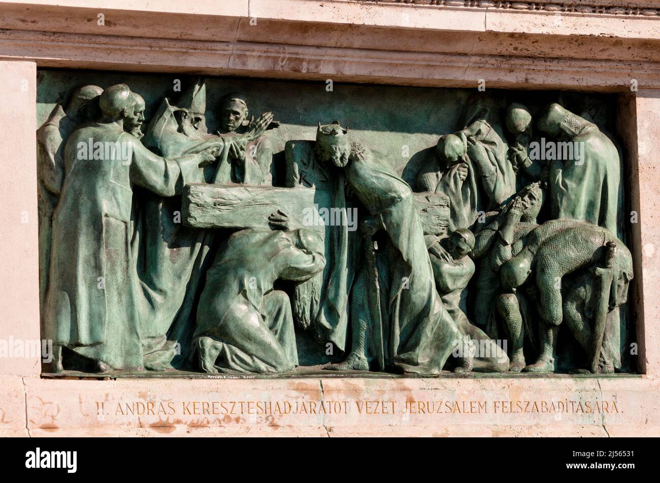 Bronze bias-relief sculpture at the Millennium Monument of a scene from ...