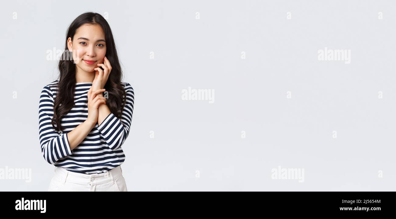 Lifestyle, people emotions and casual concept. Beautiful cute asian ...